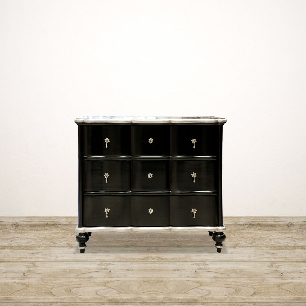 Ripple Front Chest of Drawers in Black and Silver | Leopold Hall